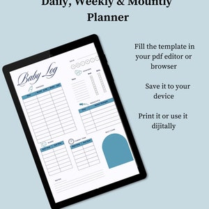 Printable Baby Log Nanny Log Newborn Tracker Babysitter Log, A4 and ...