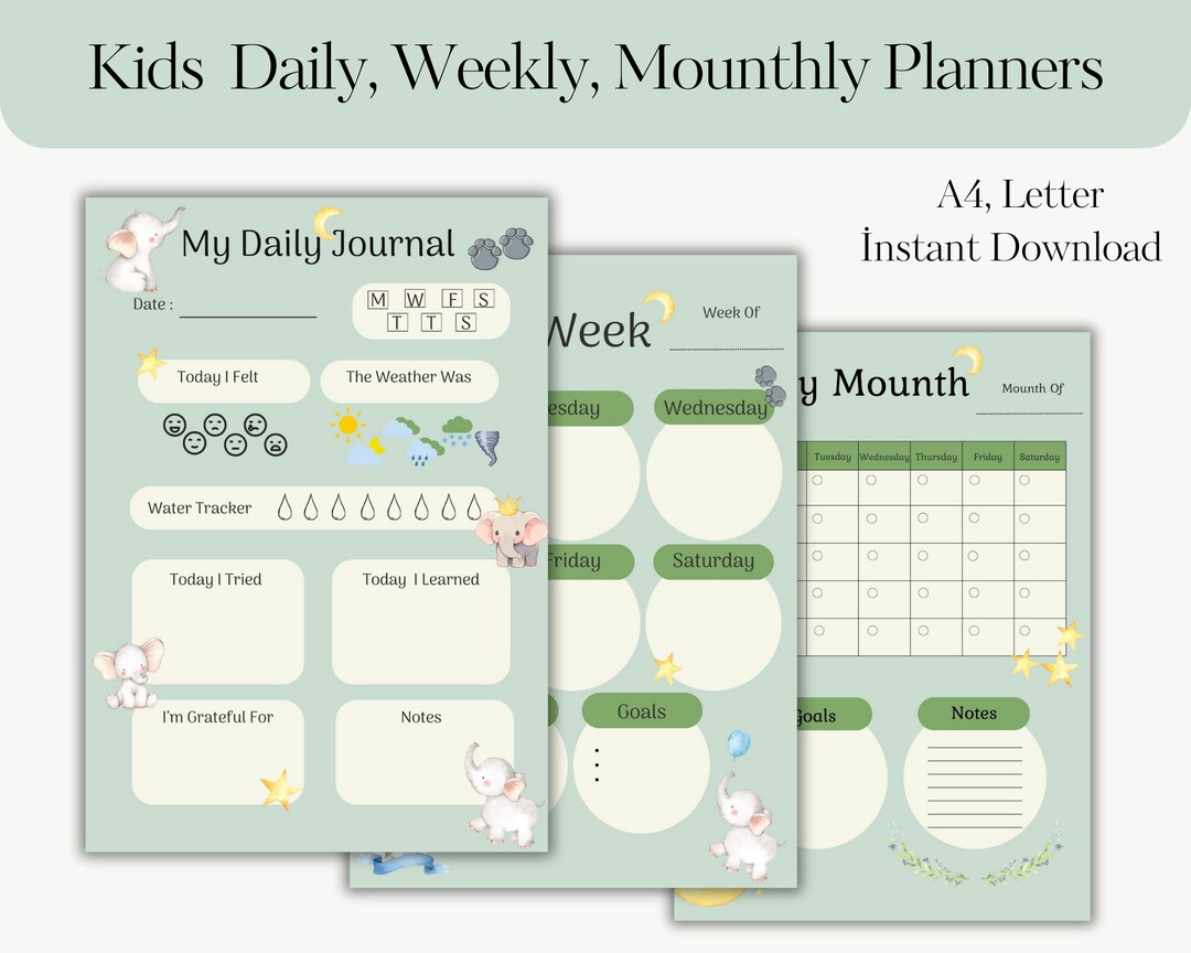 Planner for Kids Printable Best Digital Planner Kids Daily Planner ...