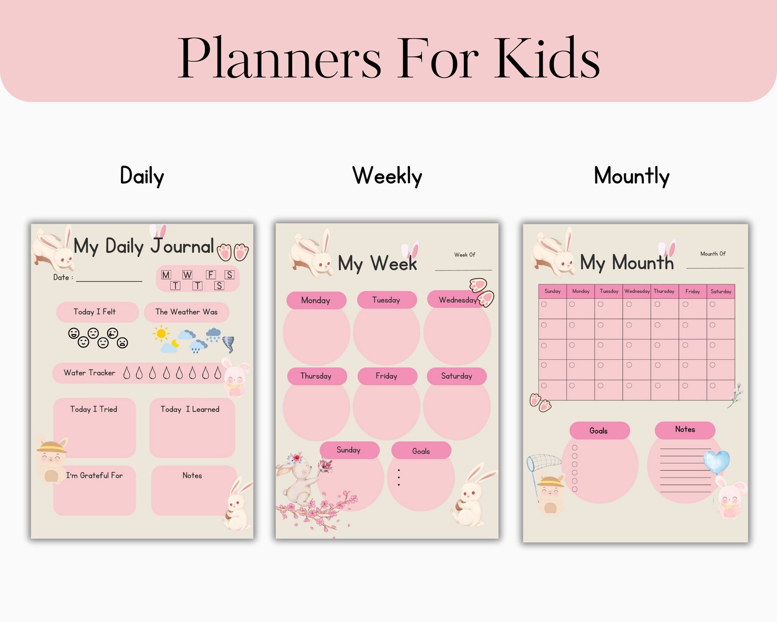 Planner for Kids Printable Best Digital Planner Kids Daily Planner ...