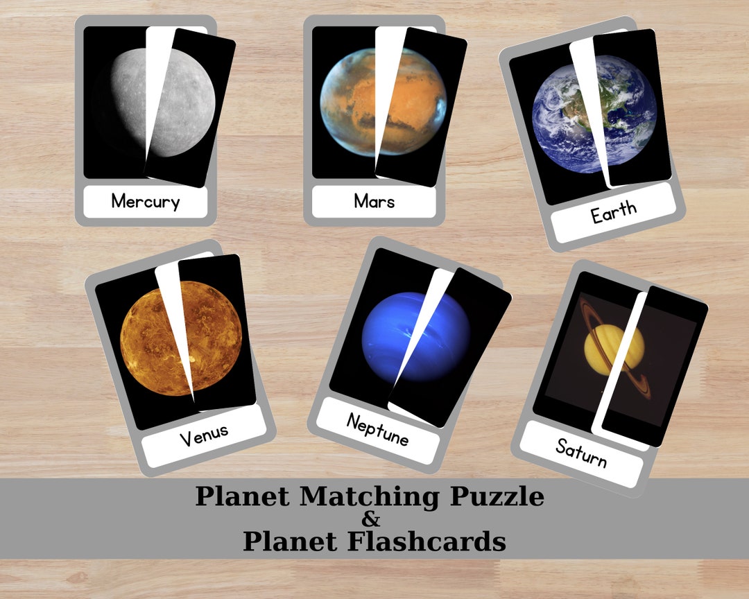 Planets Matching Puzzle, Planets Flashcards, Matching Cards, Symmetry ...