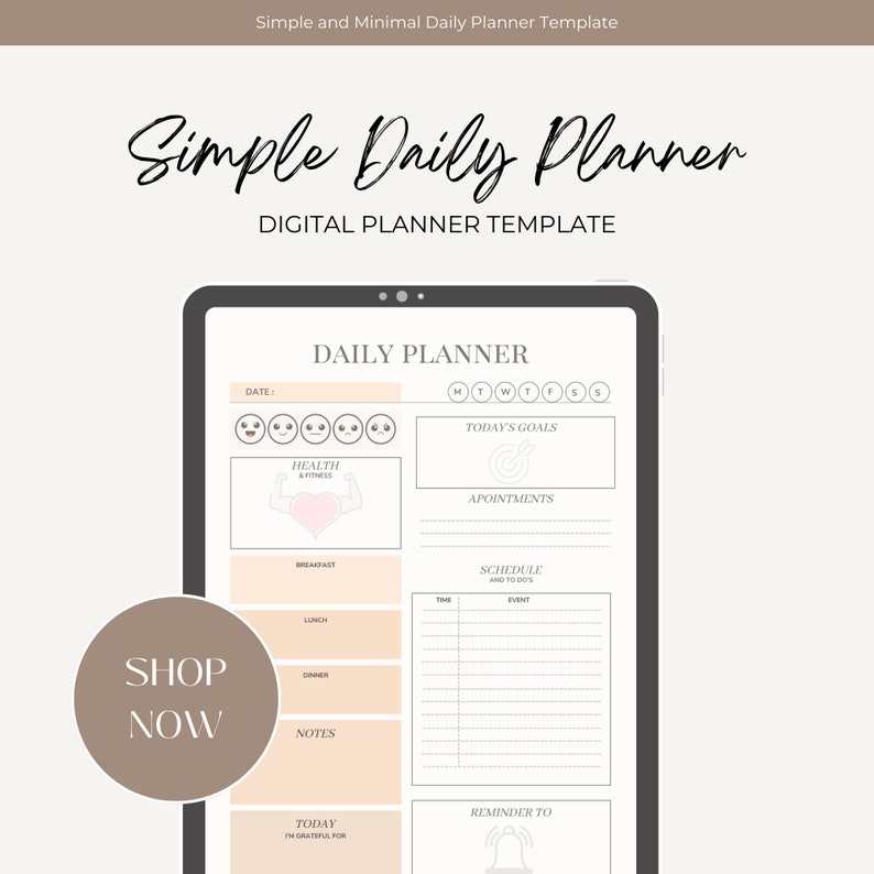 Daily Planner, Minimal Daily Planner, Downloadable Daily Planner - Etsy