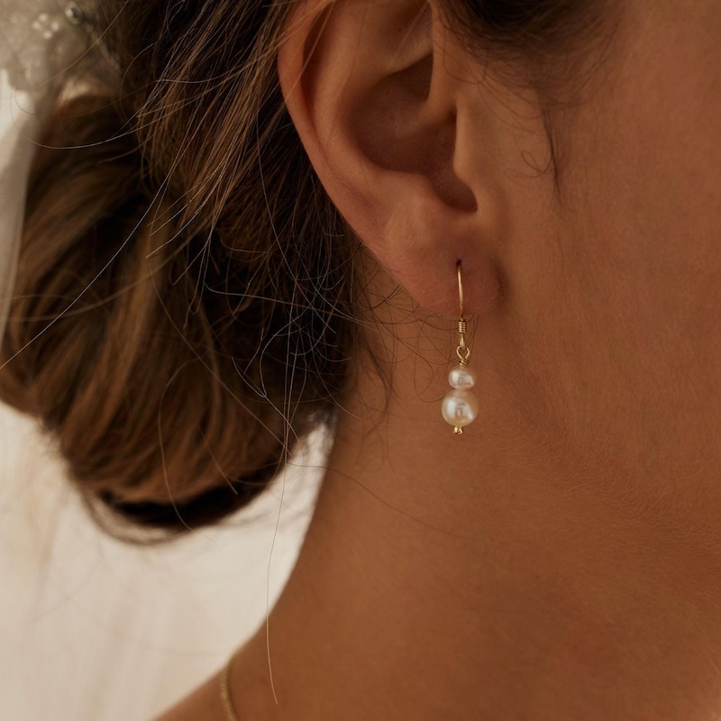 Drop Small Pearl Earrings - Etsy UK