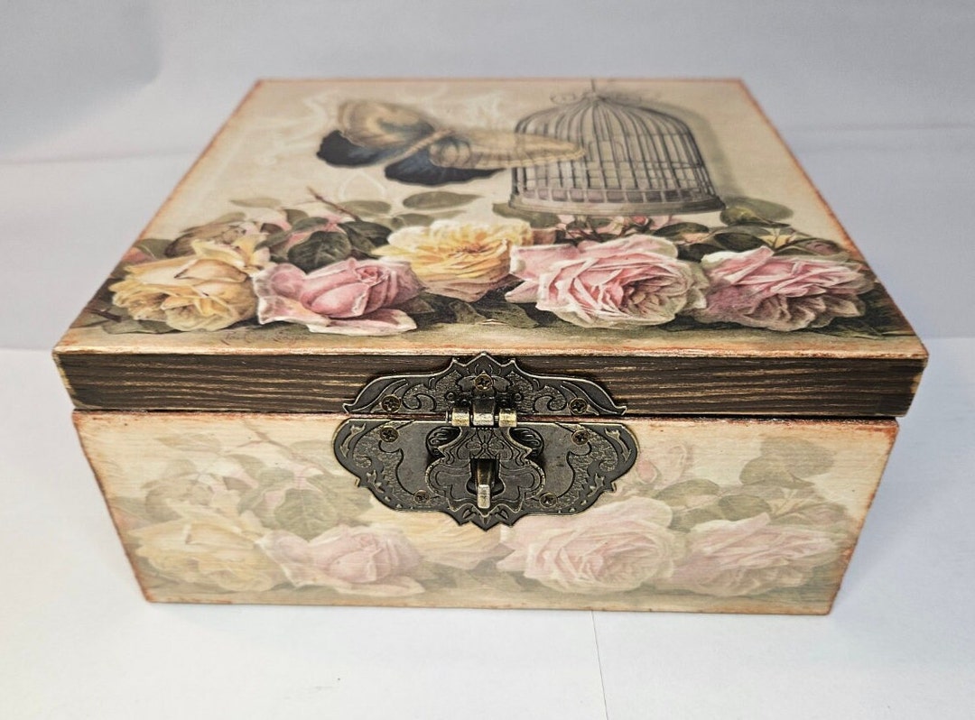 Large Wooden Chest Decorated With Decoupage Technique With Roses ...