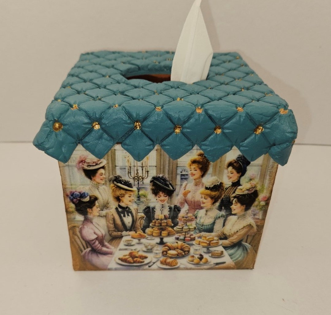 Vintage Café Elegance: Handcrafted Tissue Box Holder With Aristocratic ...