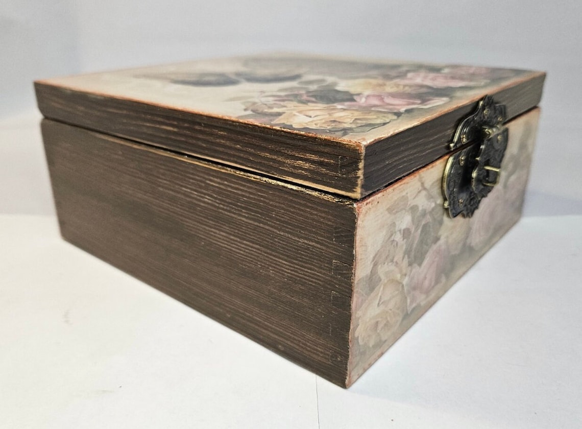 Large Wooden Chest Decorated With Decoupage Technique With Roses ...