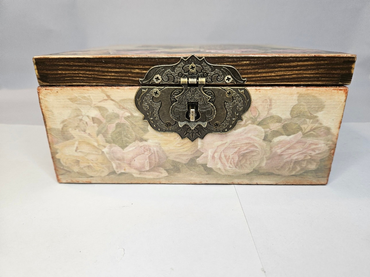Large Wooden Chest Decorated With Decoupage Technique With Roses ...