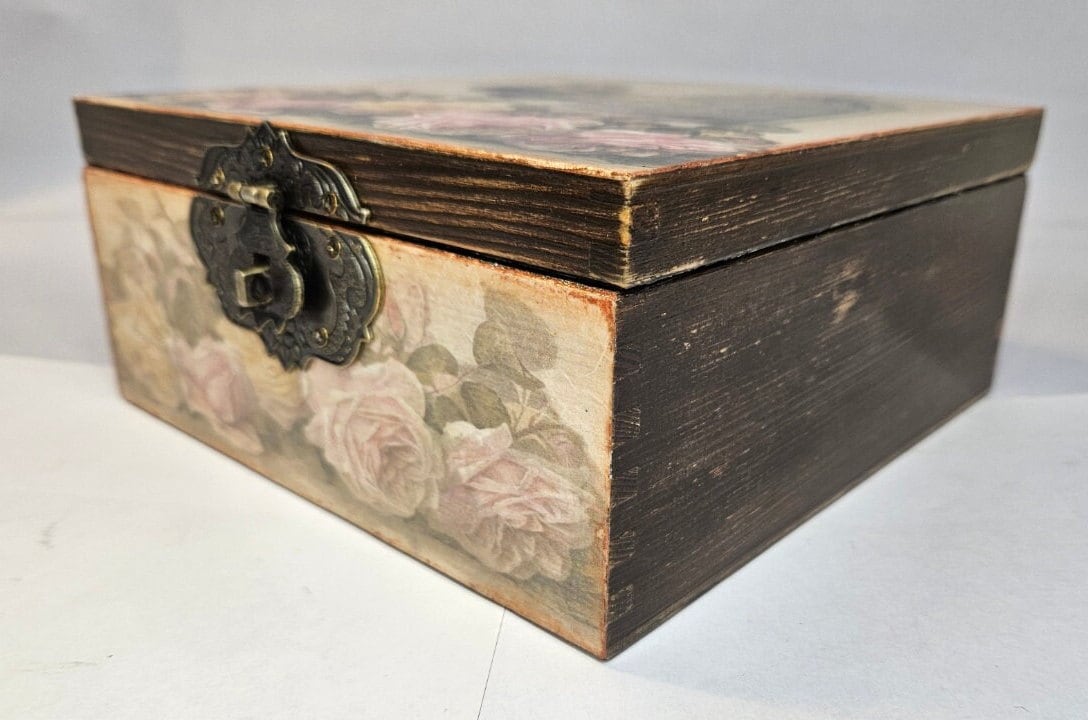 Large Wooden Chest Decorated With Decoupage Technique With Roses ...