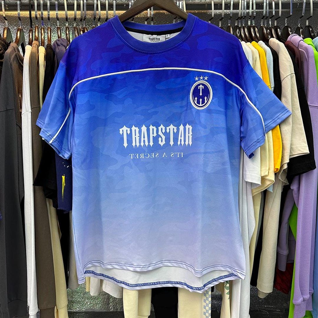 Trapstar London Gradient Blue Football Jersey T-shirt - Etsy