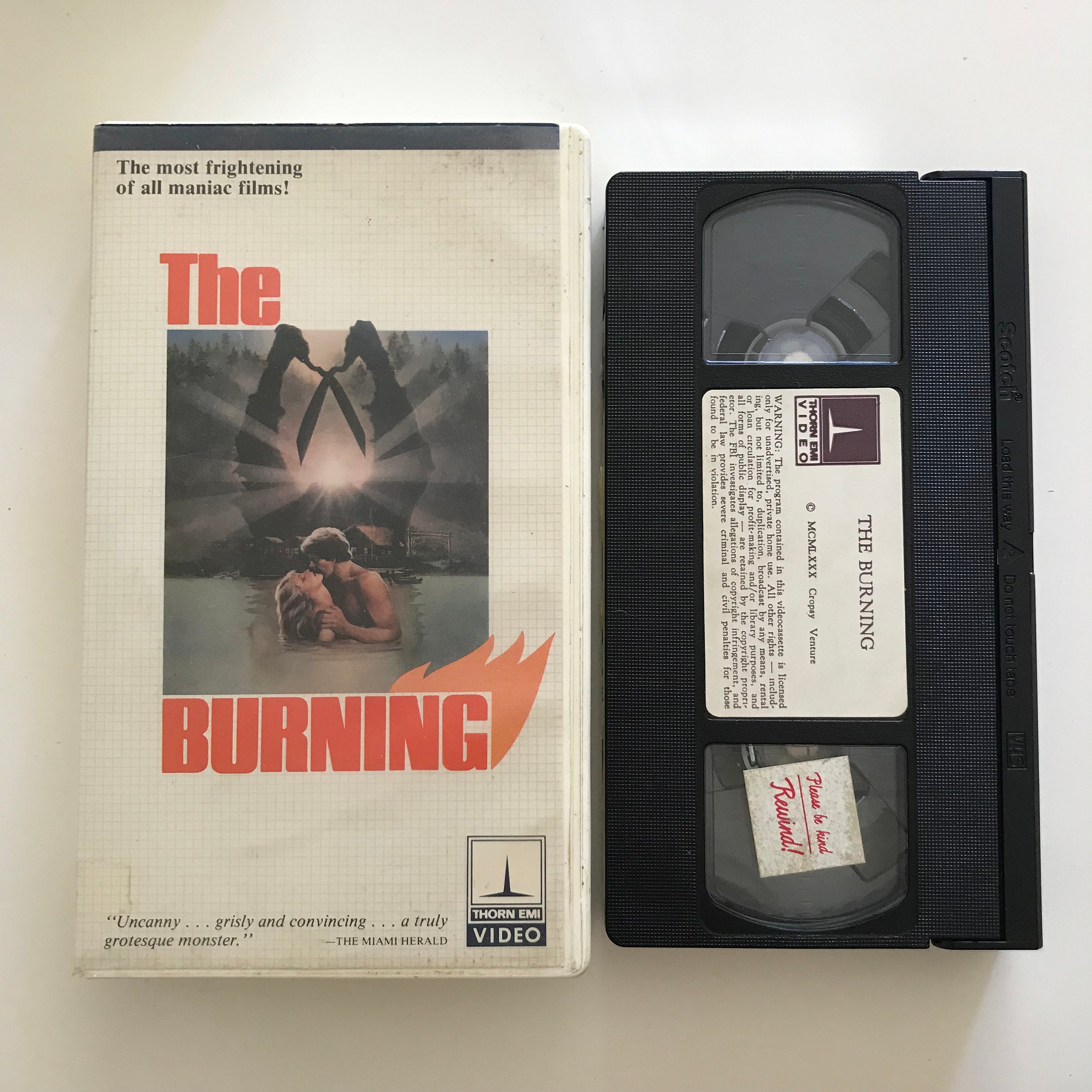 The Burning VHS Tape 80s Horror Slasher Film Original Thorn EMI ...