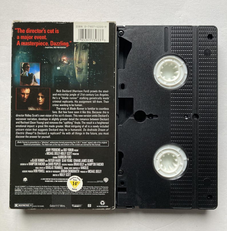 Vintage Blade Runner VHS Tape Director's Cut 80s Sci-fi Cult Film - Etsy