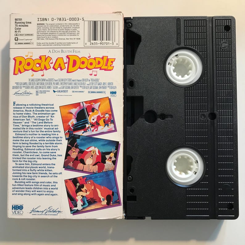 Rock-a-doodle VHS Don Bluth 1990 HBO Video Vintage 90s Animation - Etsy