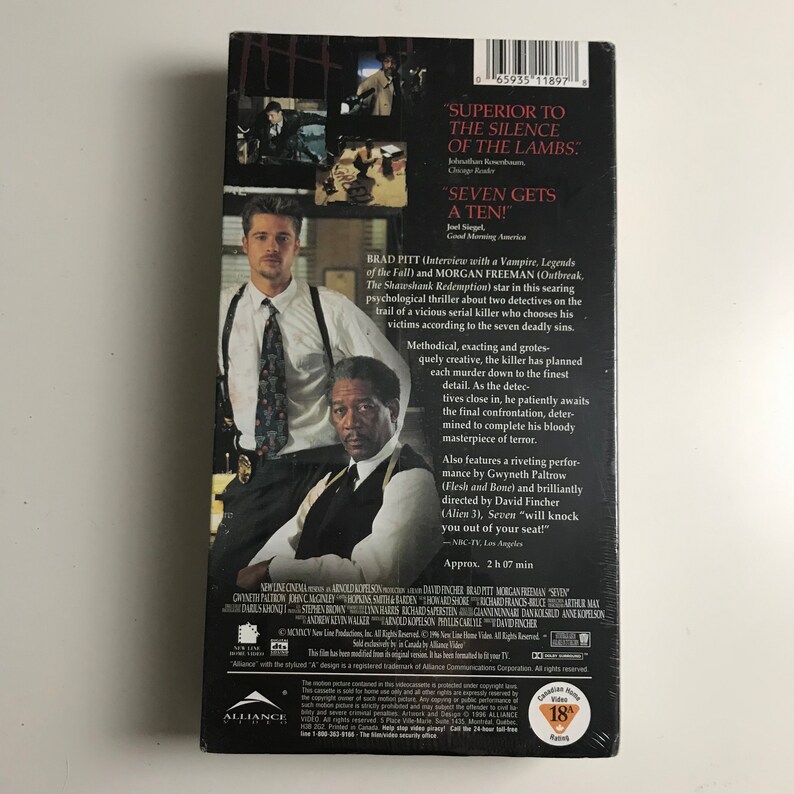 Vintage Se7en VHS Tape Seven 1995 90s Thriller Brad Pitt Factory SEALED ...