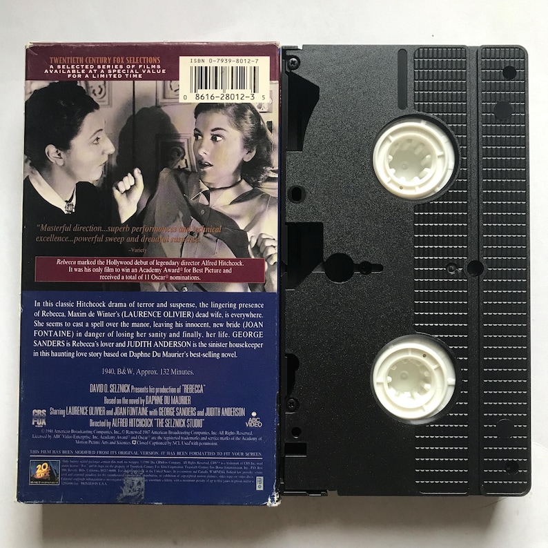 Rebecca VHS Tape 1940 40s Alfred Hitchcock Suspense Thriller - Etsy