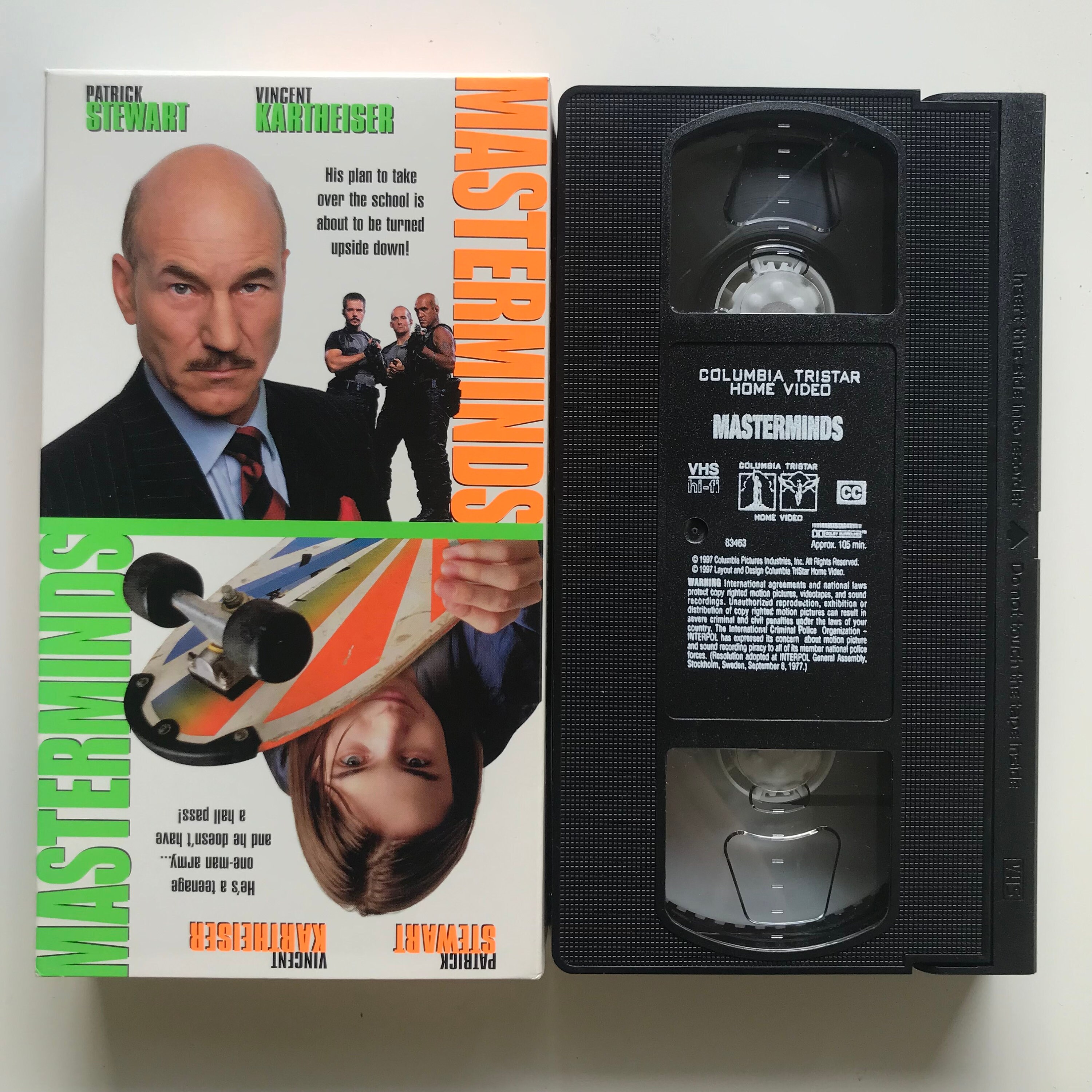 Masterminds VHS 1997 90s Action Cult Comedy Patrick Stewart Retro Video ...