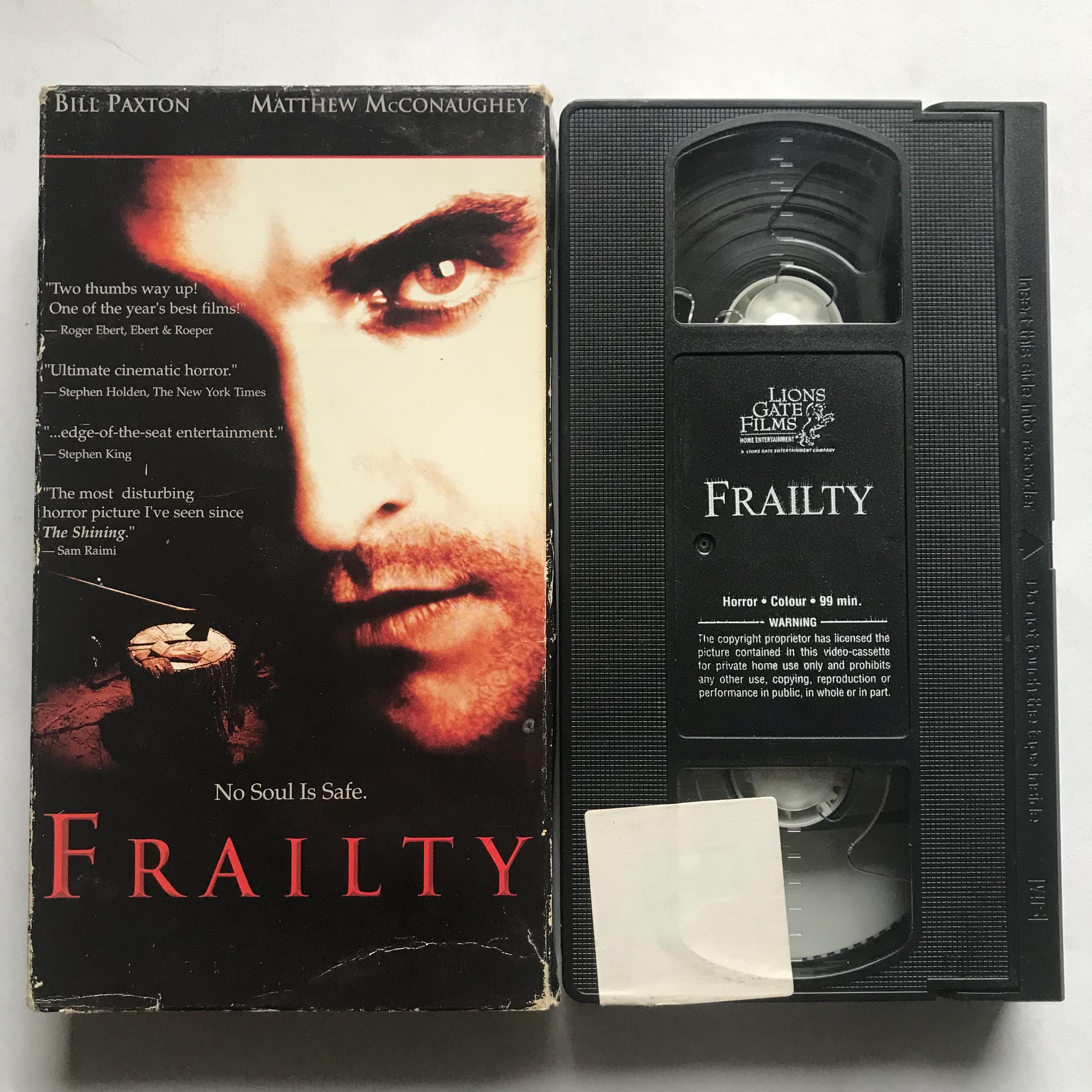 Frailty VHS Tape Retro 2000s Horror Bill Paxton - Etsy