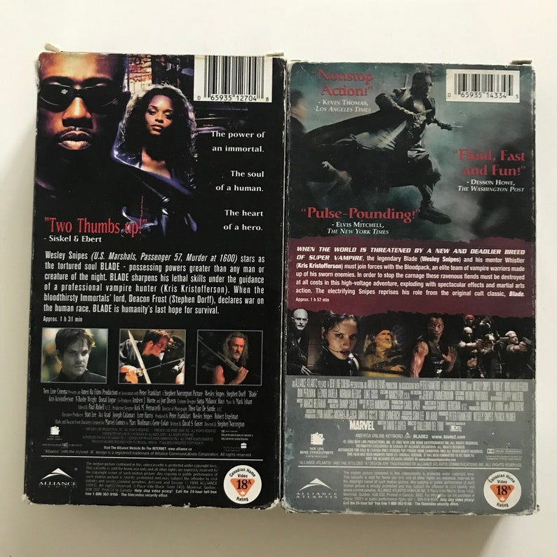 Blade & Blade II VHS Tapes Vintage Wesley Snipes Vampires Action Tape ...