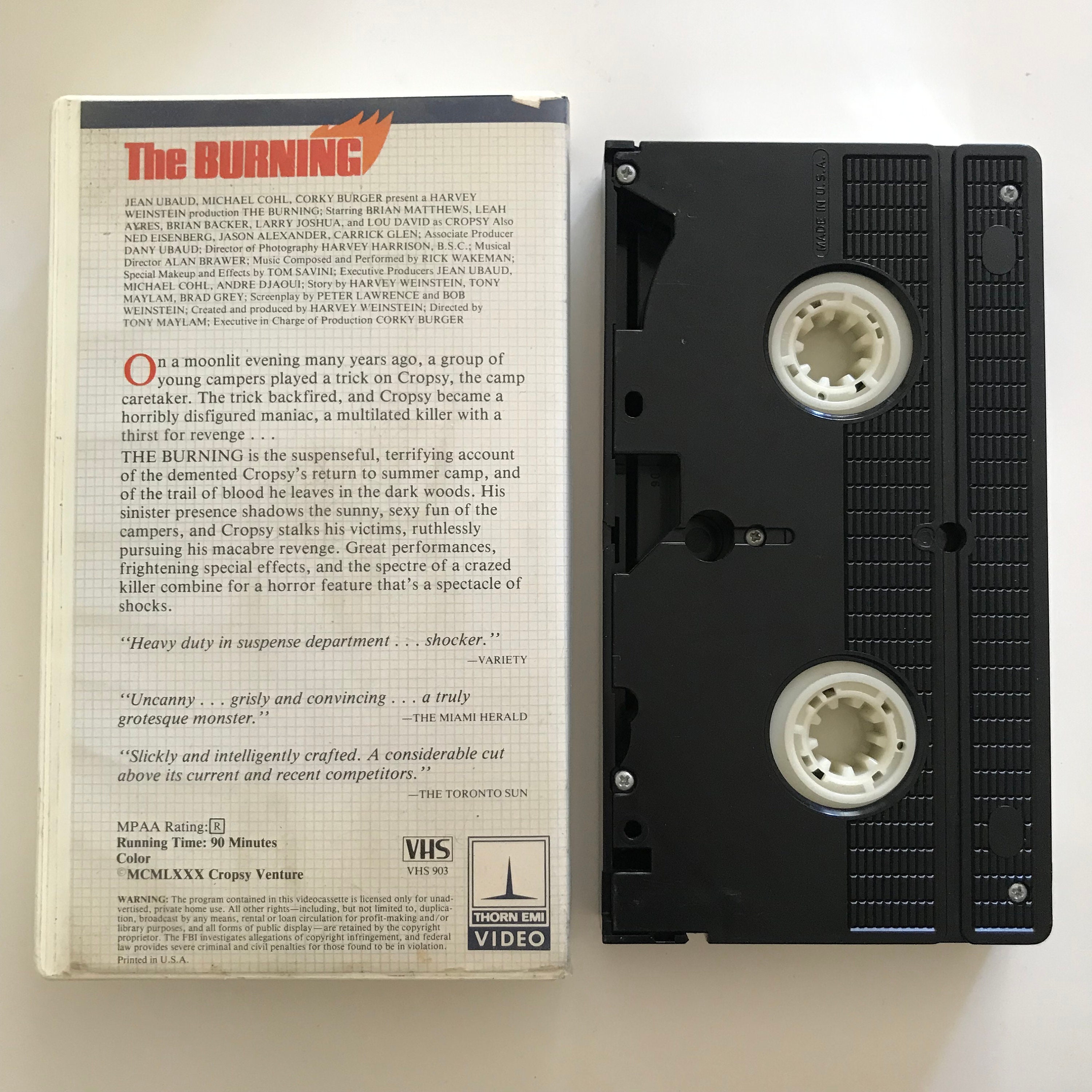 The Burning VHS Tape 80s Horror Slasher Film Original Thorn EMI ...