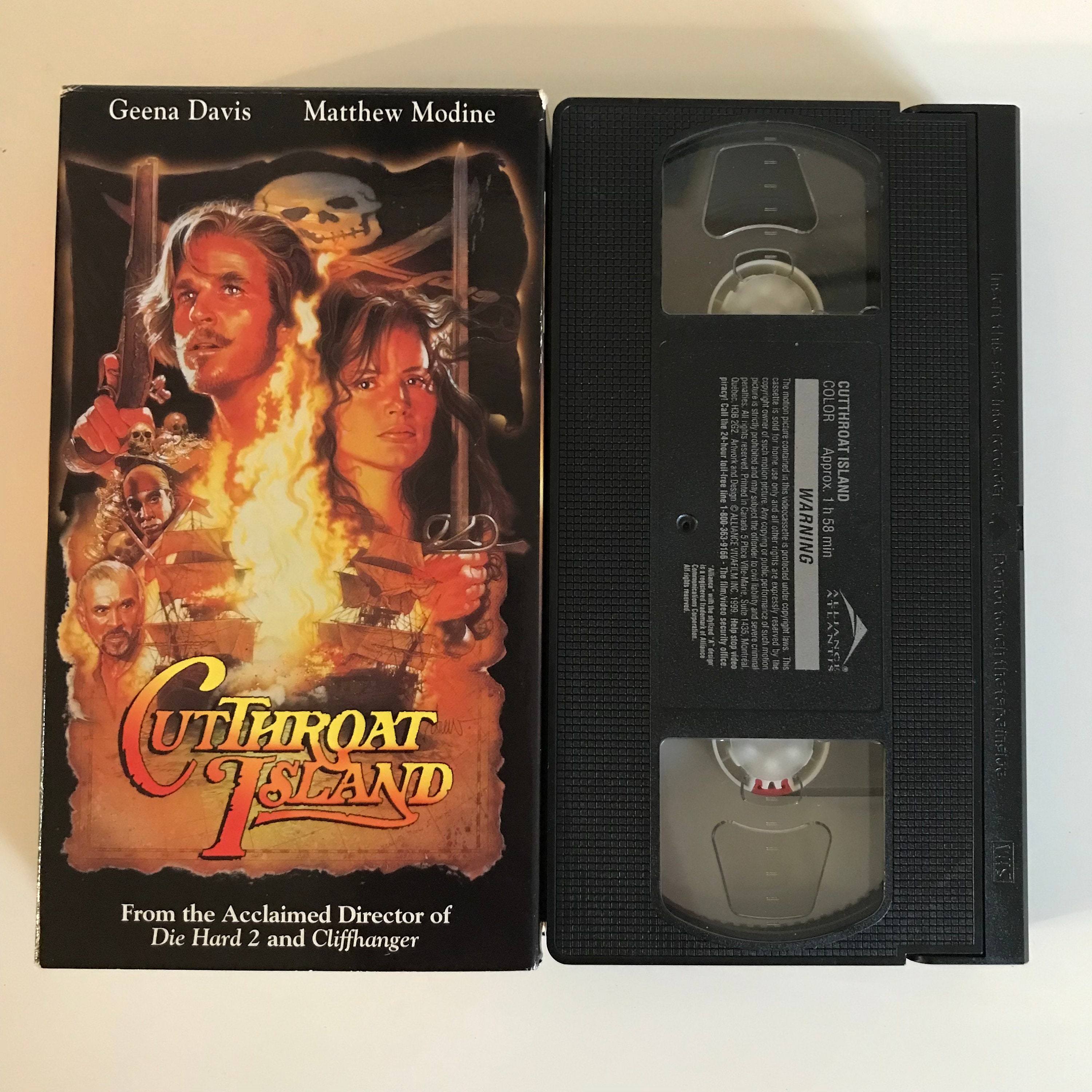 Vintage Cutthroat Island VHS Tape 90s Geena Davis Matthew Modine Pirate ...