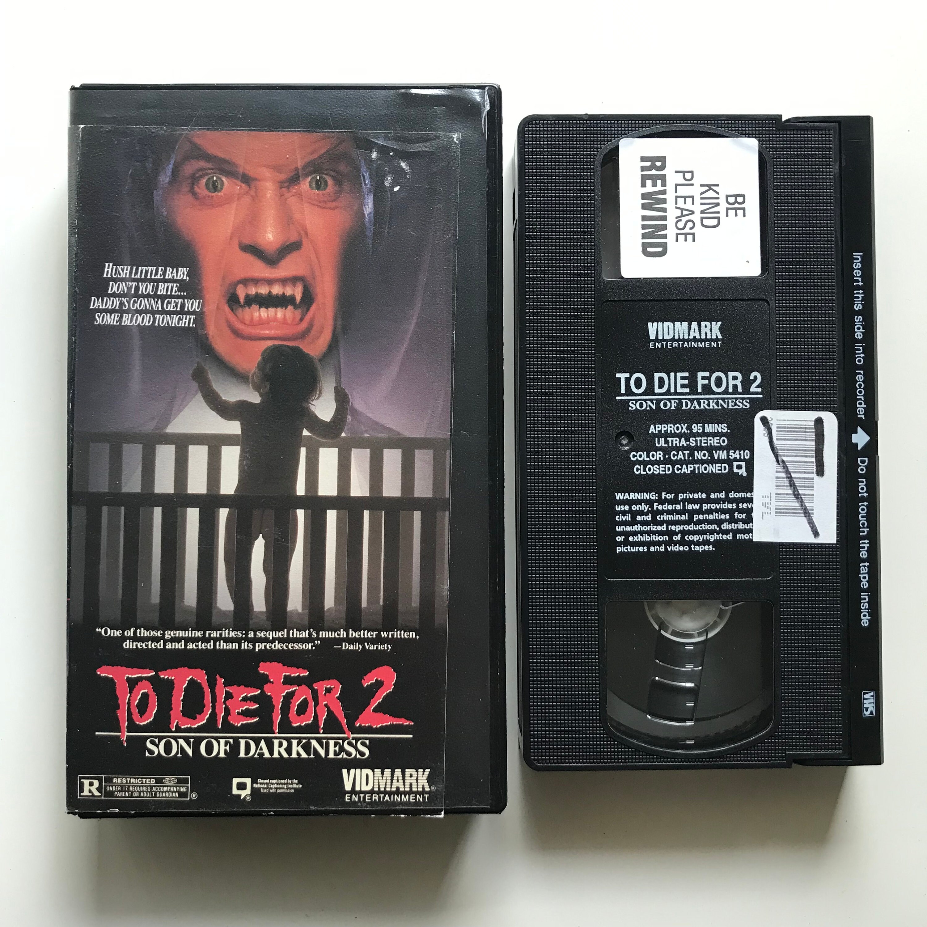 To Die for 2 Son of Darkness VHS Tape Early 90s Vampire Horror - Etsy