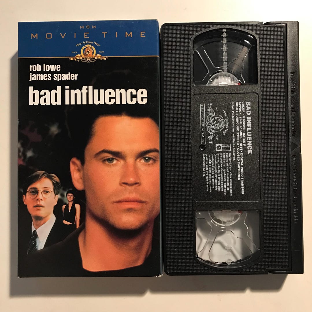 Bad Influence VHS Tape Rob Lowe James Spader 90s Suspense Thriller - Etsy