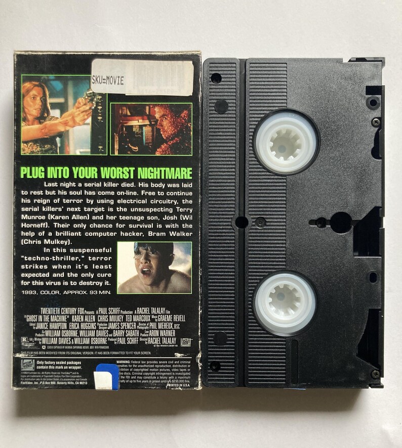 Ghost in the Machine VHS Tape 90s Horror Sci-fi Techno Thriller - Etsy