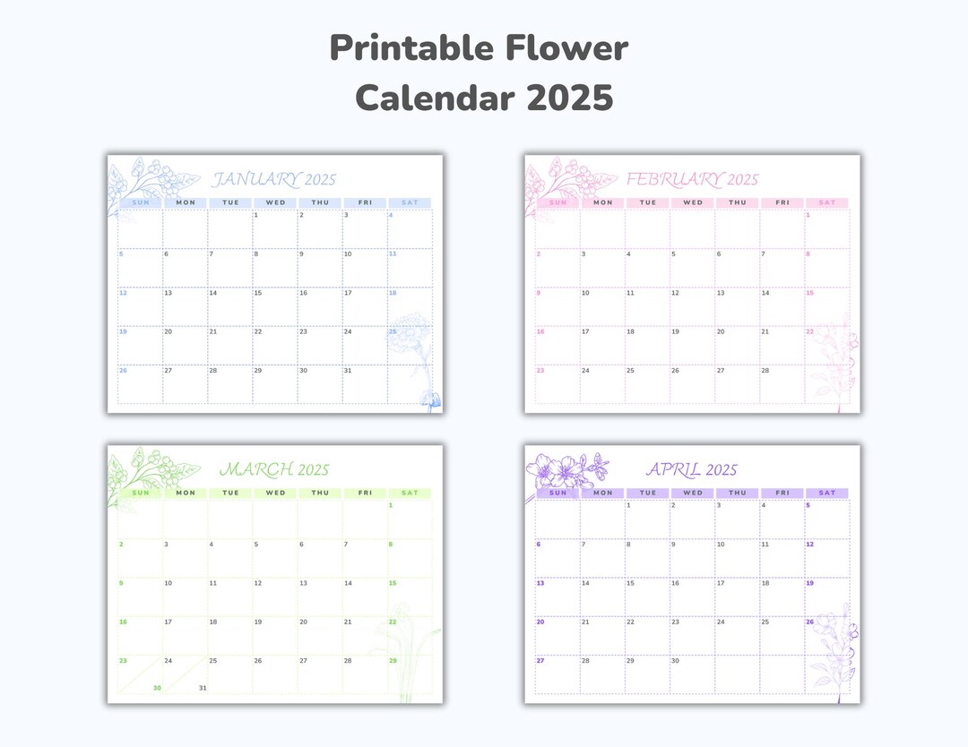 2025 Printable Flower Calendar | Birth Month Flower Digital Calendar ...
