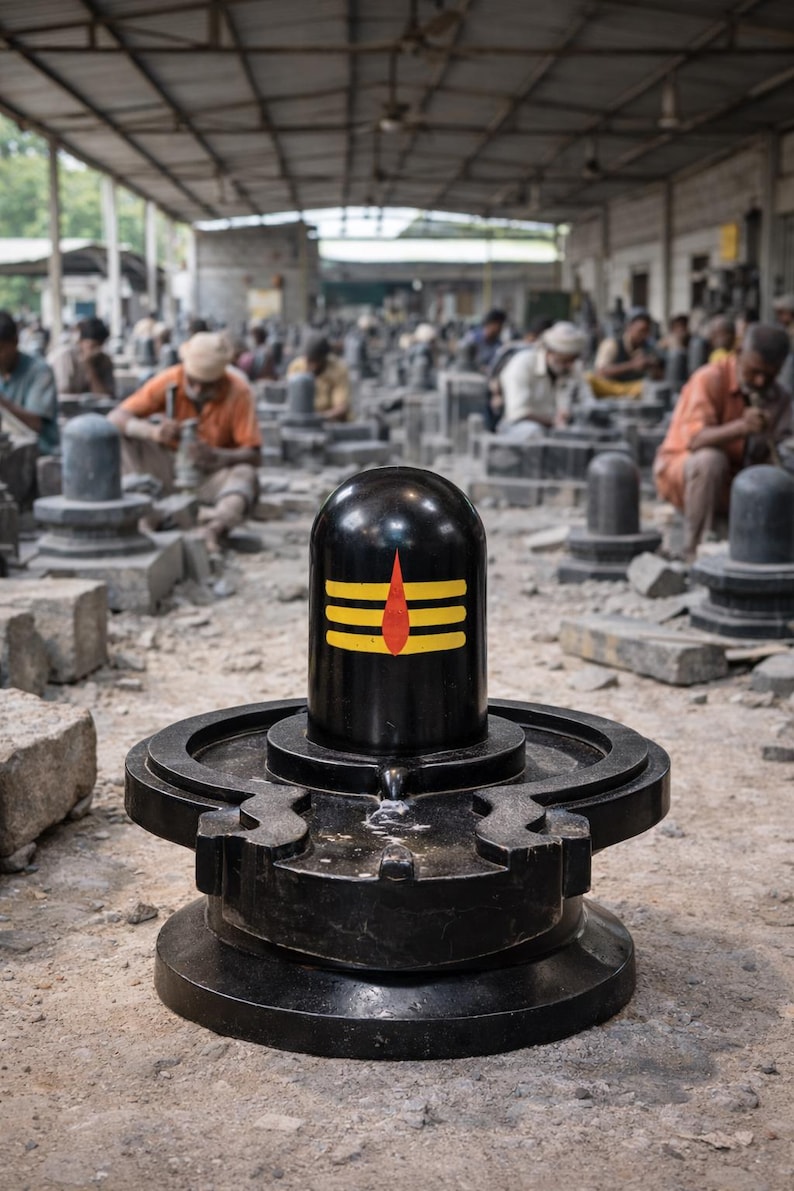 Black Marble Shiva Lingam | Hand Carved Indian Shivling for Home Temple ...