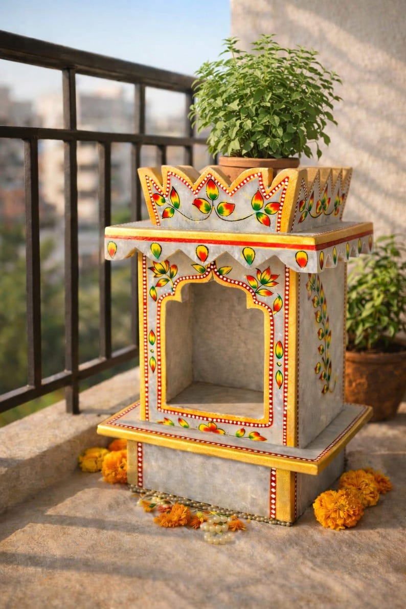 Handcrafted Tulsi Vrindavan Mandir | Painted Tulsi Planter Shrine ...