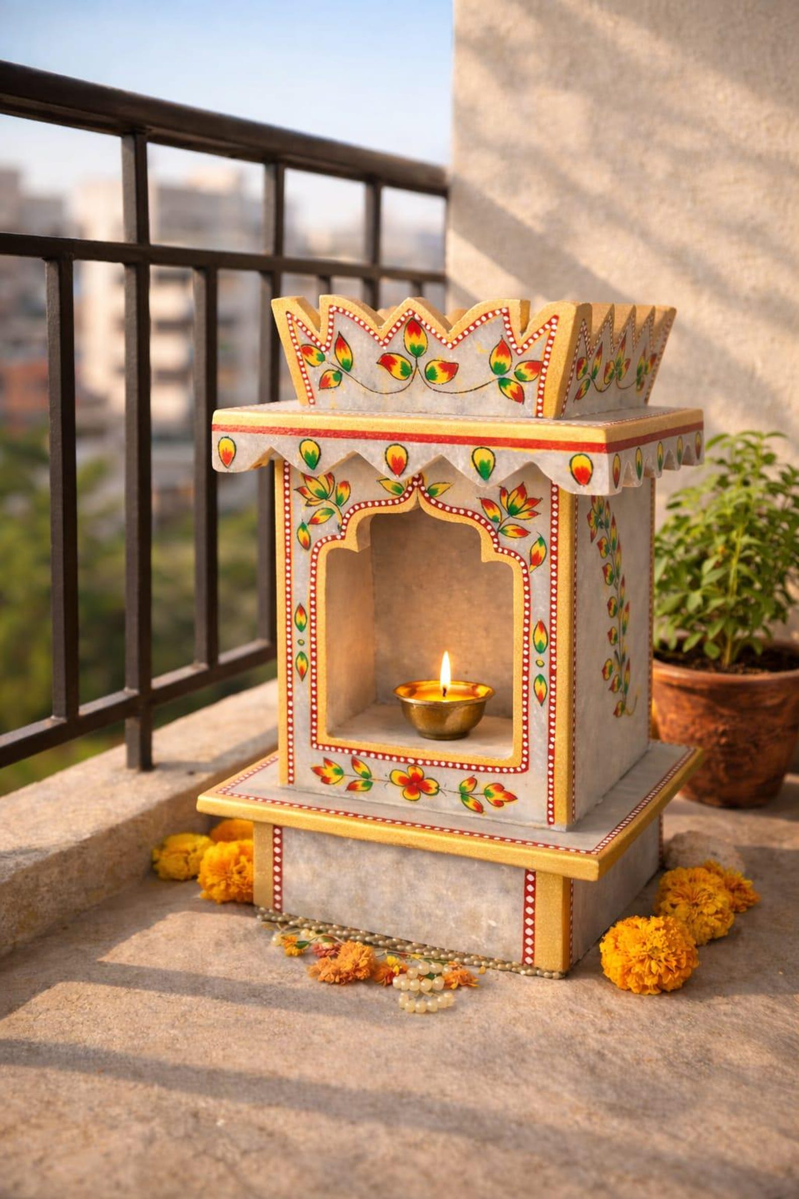 Handcrafted Tulsi Vrindavan Mandir | Painted Tulsi Planter Shrine ...