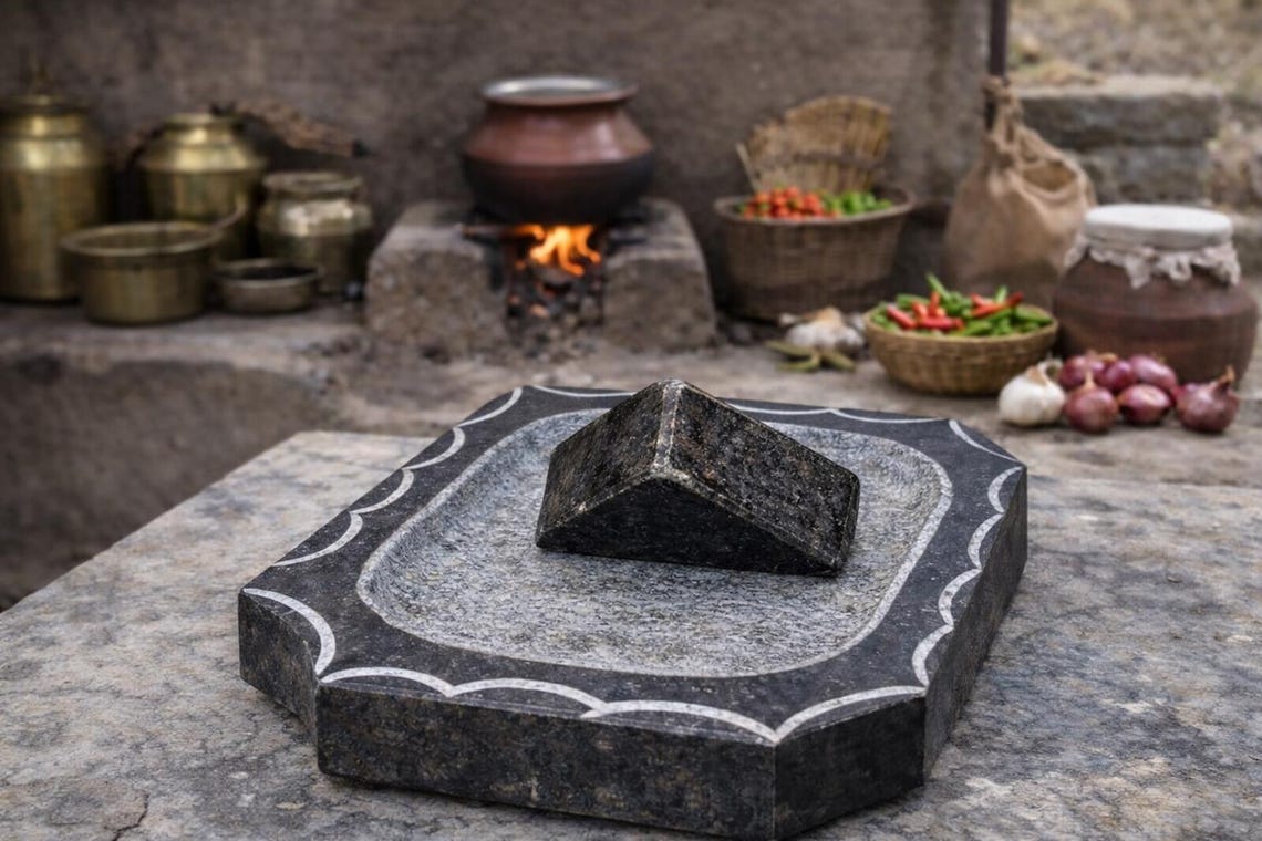 Authentic Handmade Stone Chutney Grinder – Traditional Indian Sil Batta ...