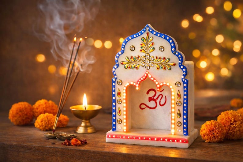 Mini Marble Mandir Small Desk Temple for Home Pooja Decor - Etsy