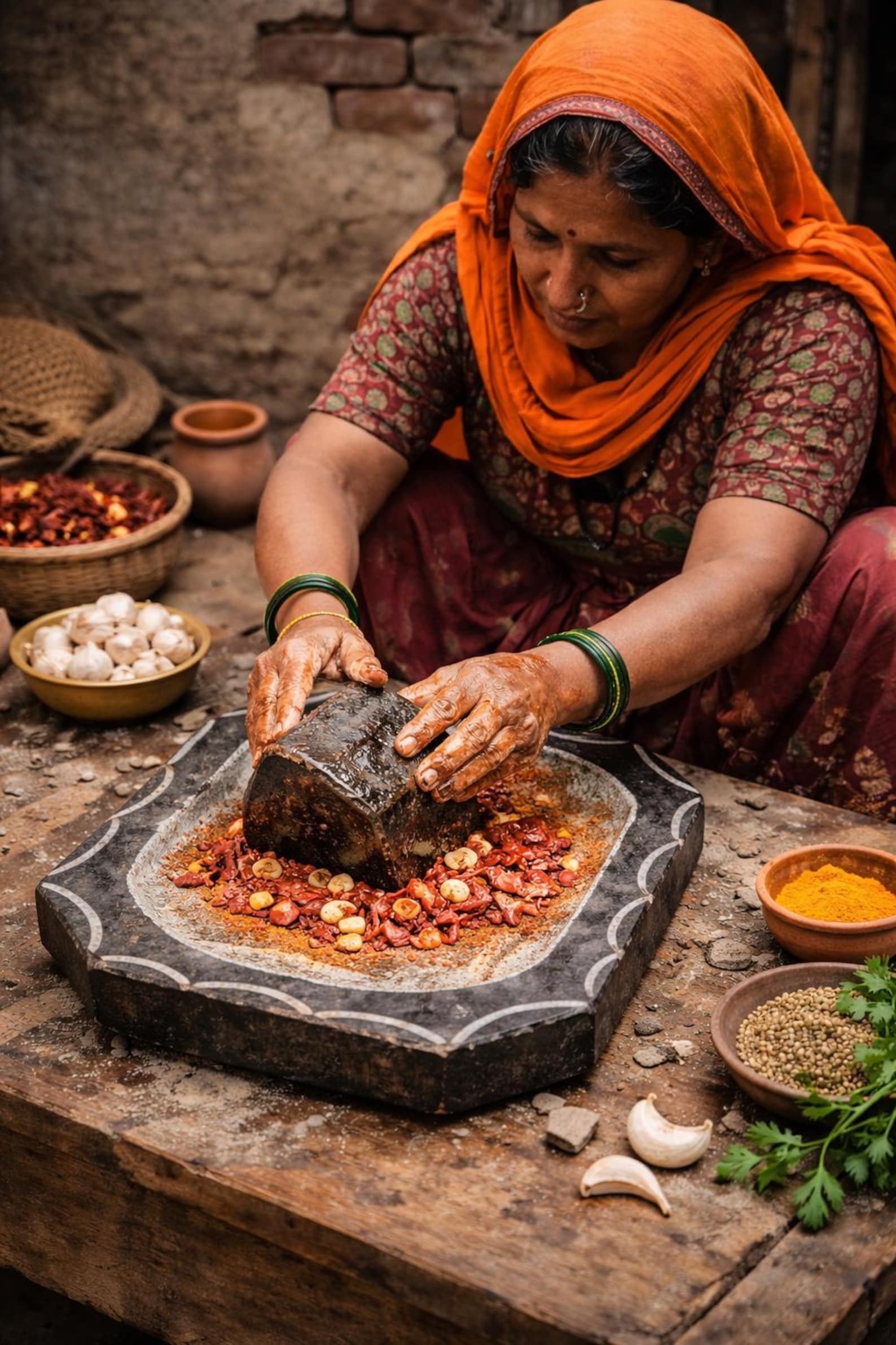 Authentic Handmade Stone Chutney Grinder – Traditional Indian Sil Batta ...