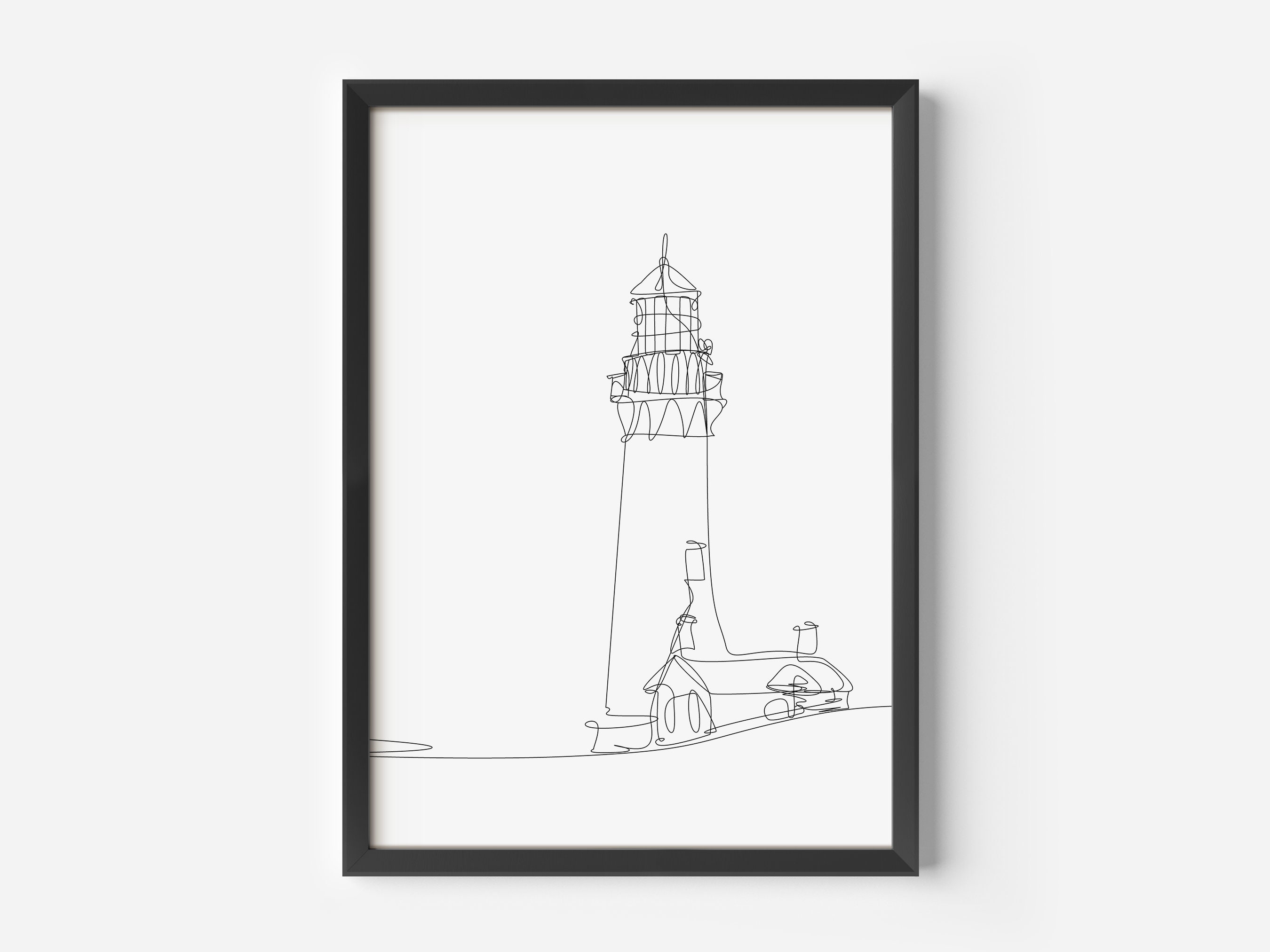 Lighthouse Print Digital Download | Minimalist Line Drawing | Ocean Art ...