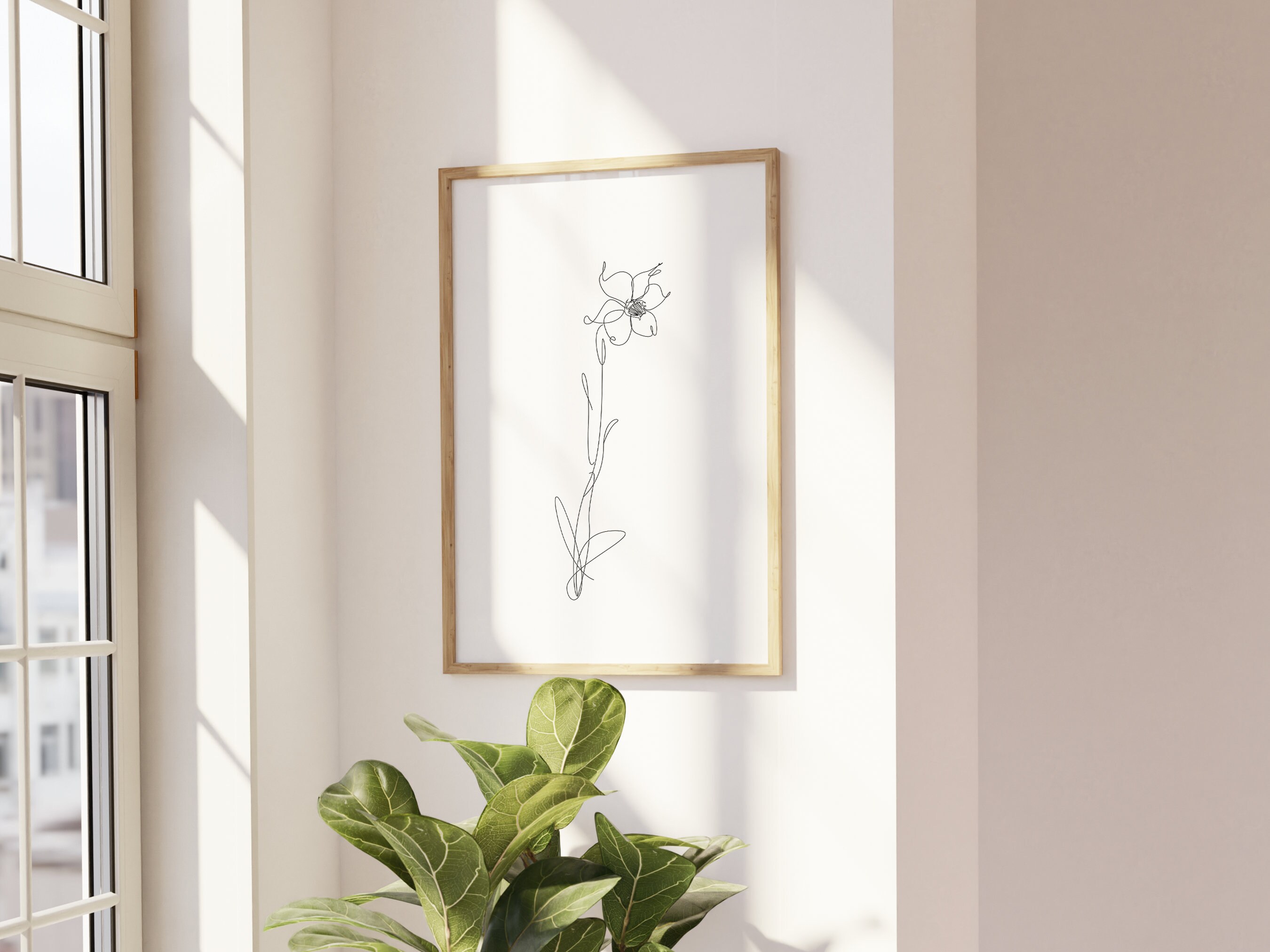 Stemmed Flower Digital Download Line Drawing - Minimalist Botanical ...