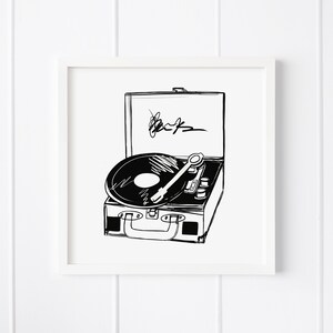 Record Player Wall Art, Music Lover Gift, Minimalist Art Print, Digital ...