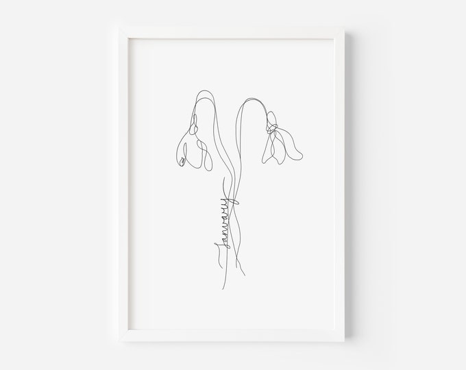 Christian January Birth Month Flower Print, CUSTOM Name, Modern ...