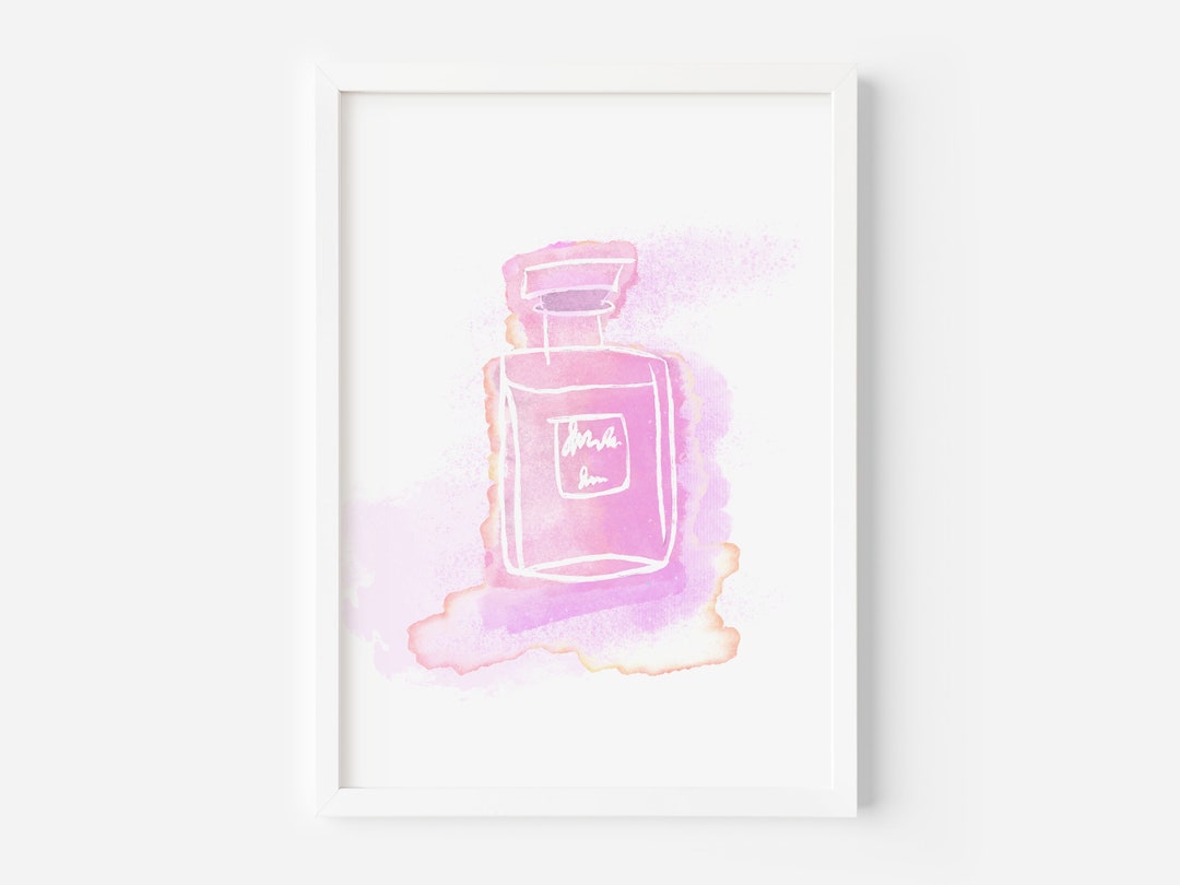 Perfume Bottle Print, Digital Download Art, Girl Room Decor, Light Pink ...
