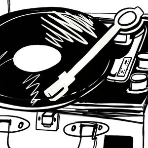 Record Player Wall Art, Music Lover Gift, Minimalist Art Print, Digital ...