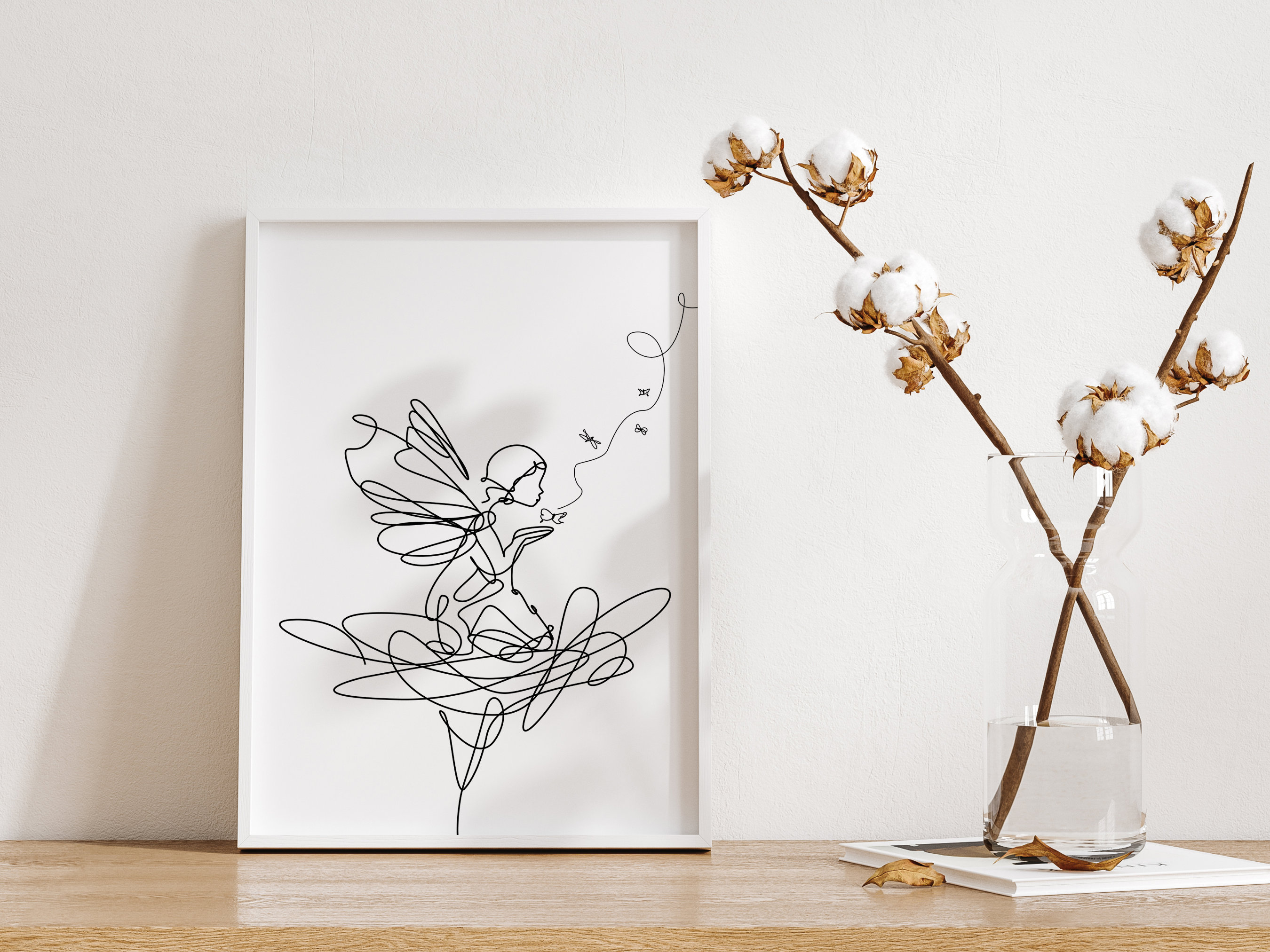 Fairy Line Art- Enchanting Print - Fairy Print, Folklore Lover, Framed ...