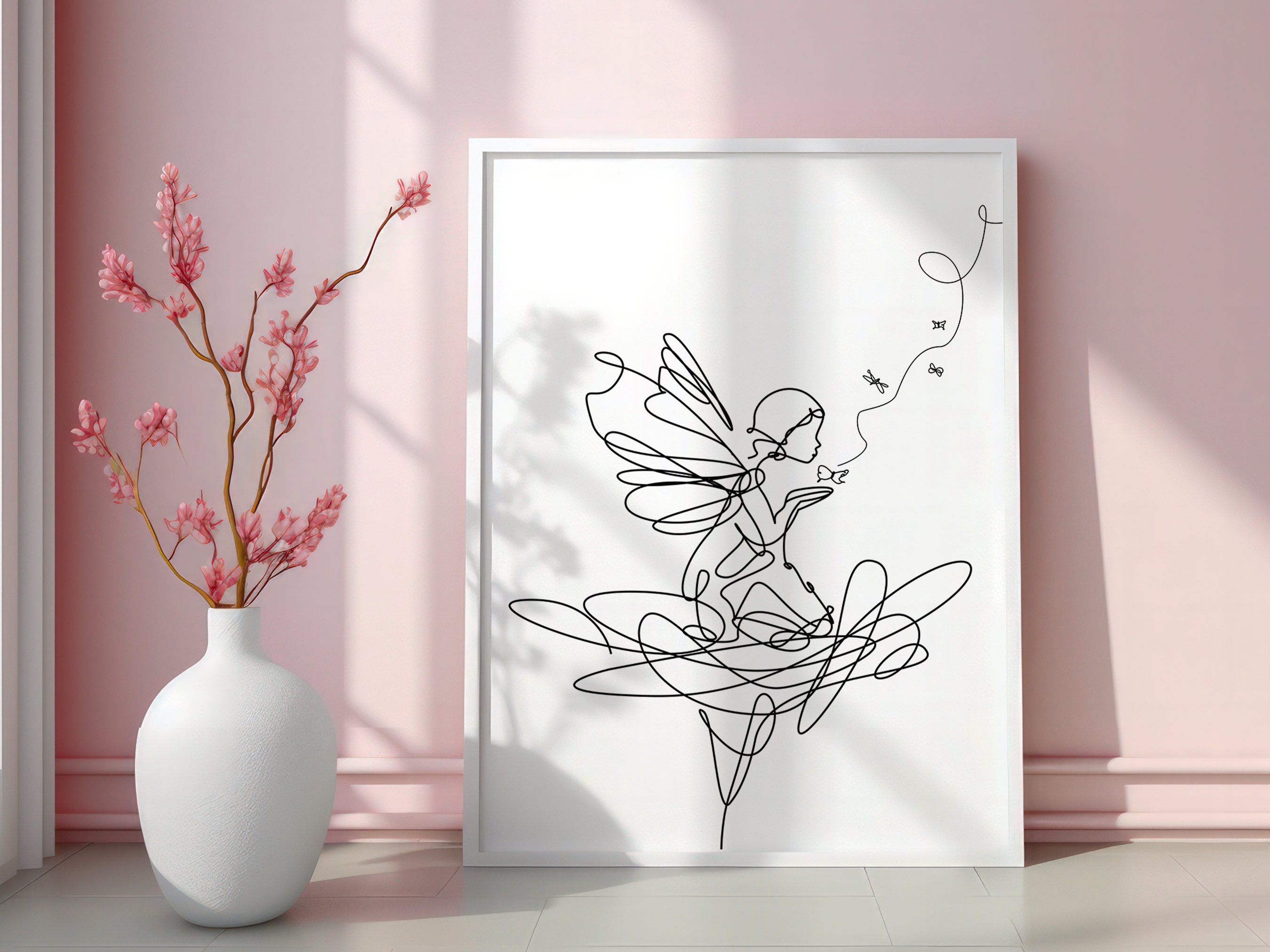Fairy Line Art- Enchanting Print - Fairy Print, Folklore Lover, Framed ...