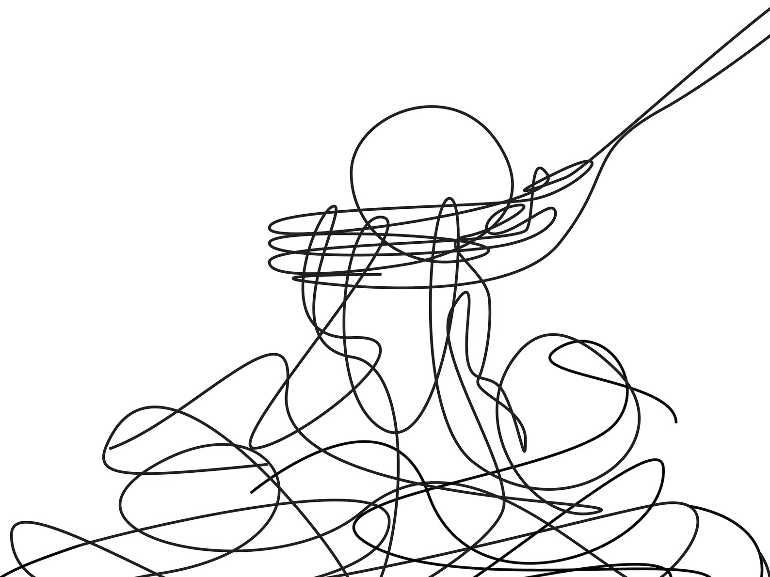 Spaghetti Meatballs Digital Download - One Line Drawing - Whimsical ...