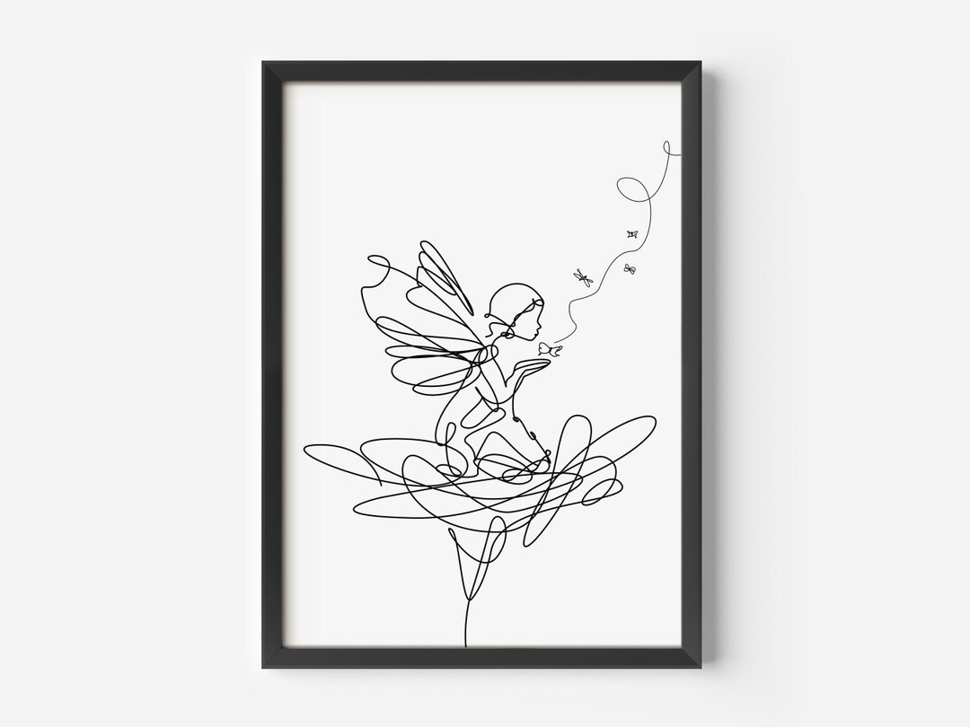 Fairy Line Art- Enchanting Print - Fairy Print, Folklore Lover, Framed ...