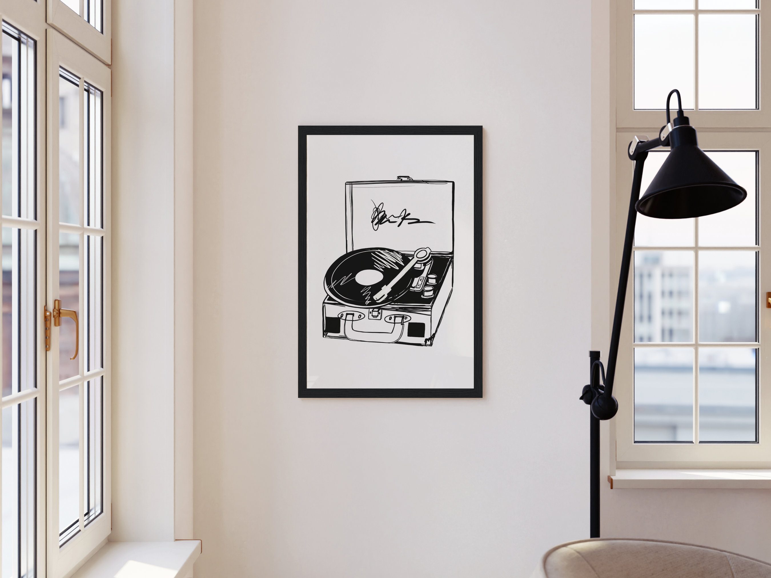 Record Player Wall Art, Music Lover Gift, Minimalist Art Print, Digital ...