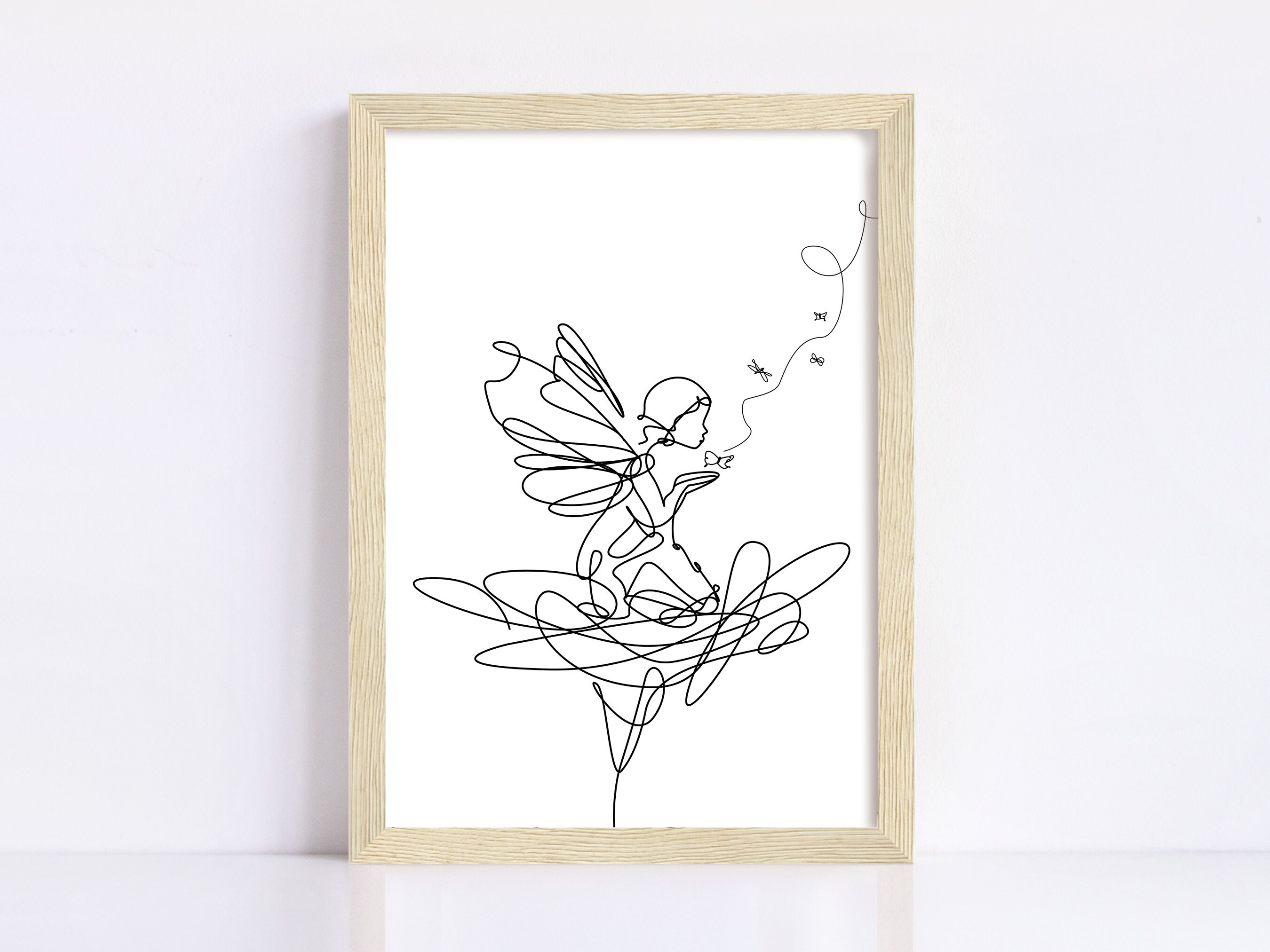 Fairy Line Art- Enchanting Print - Fairy Print, Folklore Lover, Framed ...