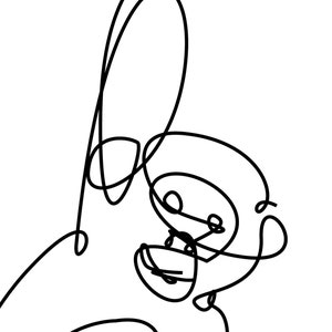 Monkey Line Drawing - Minimalist Black and White - Playful Animal Art ...
