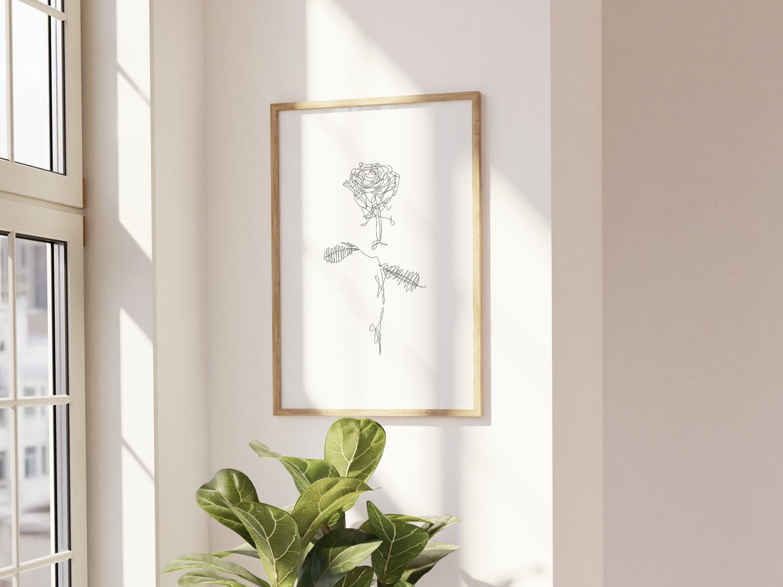 Rose Line Drawing - Minimalist Botanical Print - Detailed Contour ...