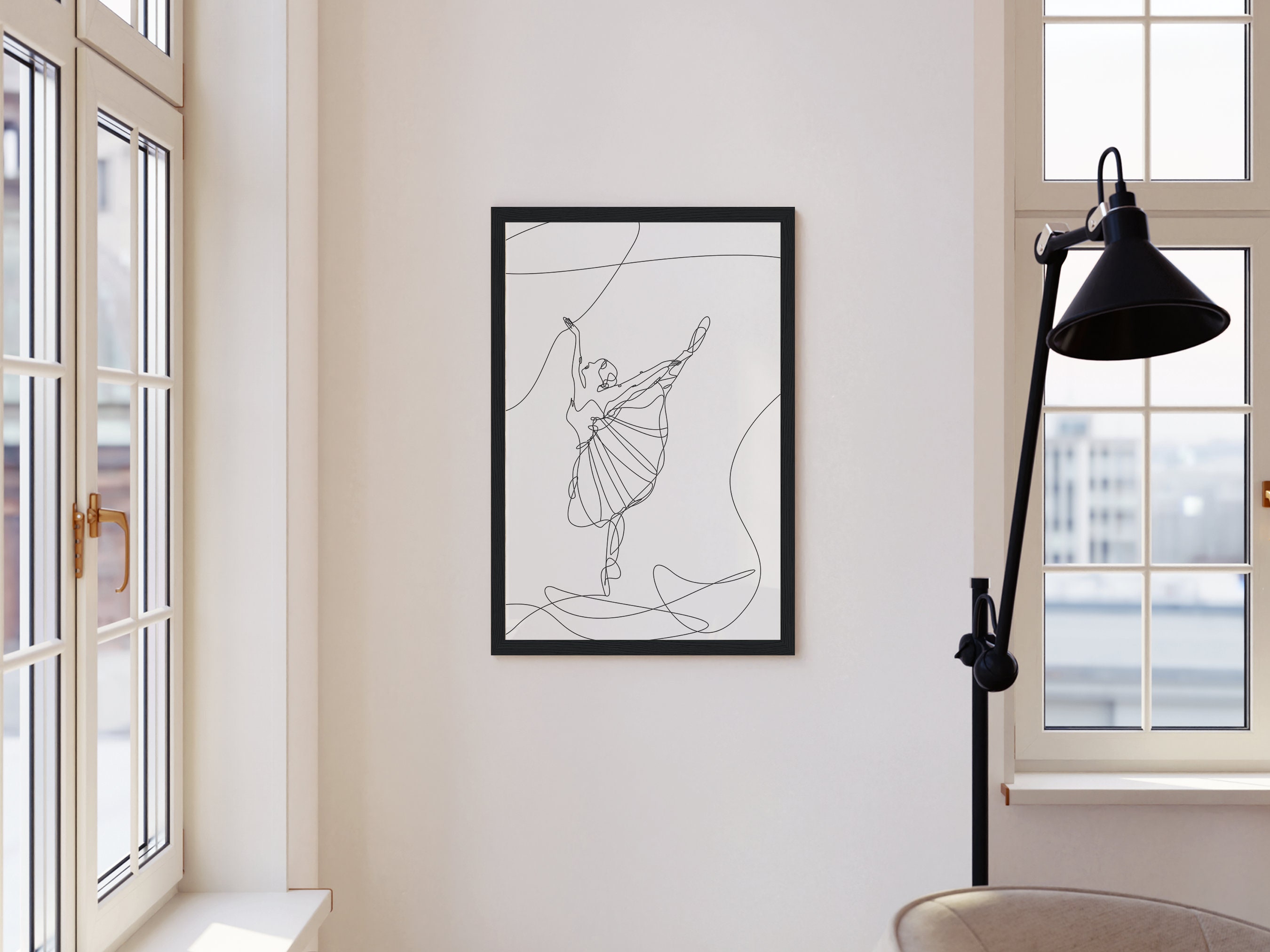 Ballet Dancer Woman Line Art Minimalist One Line Dancer Ballet Black ...