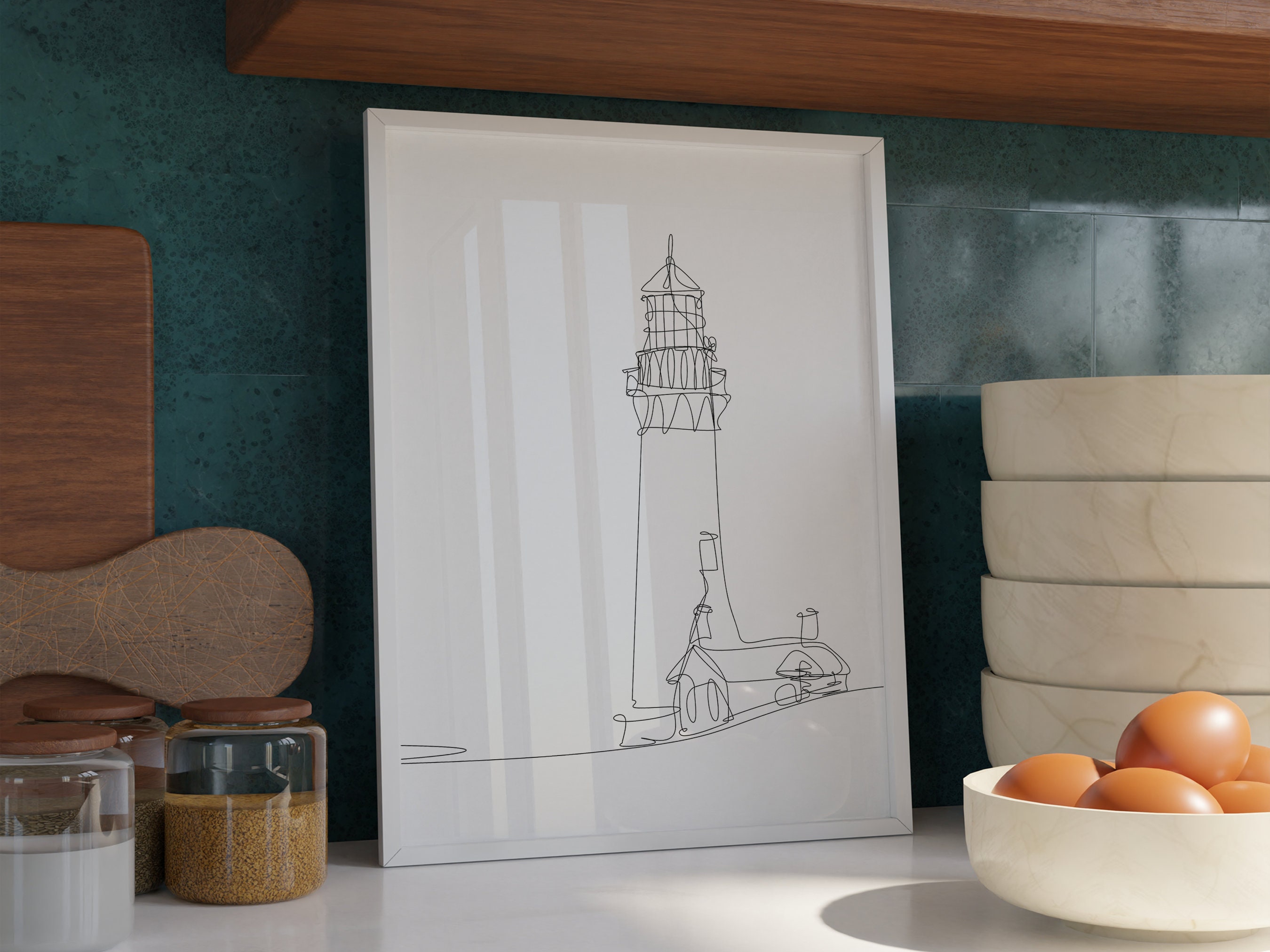 Lighthouse Print Digital Download | Minimalist Line Drawing | Ocean Art ...