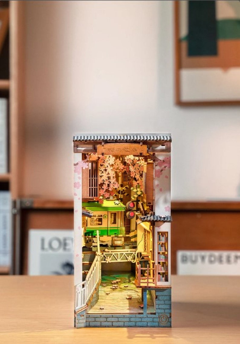 Miniature Book Nook Craft Kit for Adults, Mini Diorama Room, Sakura, Build Your Own Book Nook ...