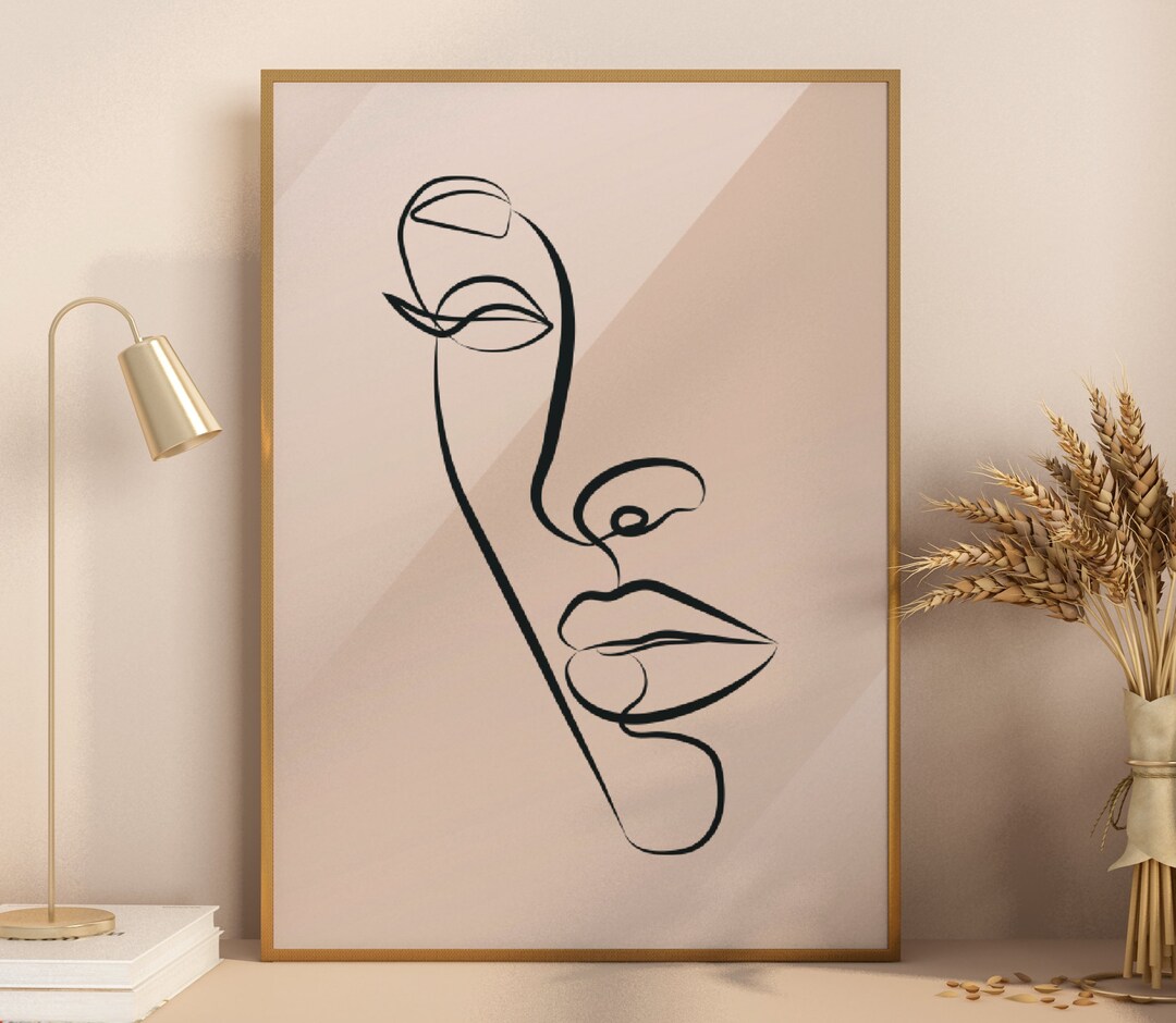 One Line Female Face Drawing, Line Art Print, Woman Line Art, Line ...